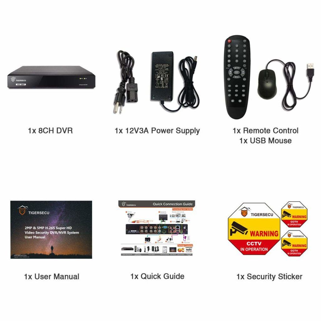 tigersecu 1080P 8 canales DVR Seguridad sistema de grabación de vídeo