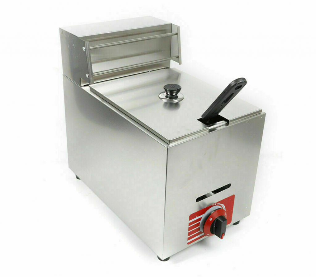 Freidora a gas de mostrador comercial con cesta de fritura inoxidable