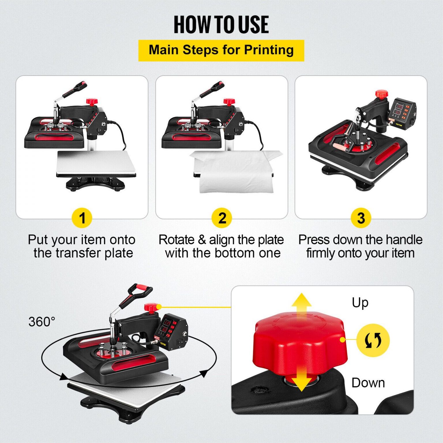 Máquina de Sublimación 11 en 1 Prensa térmica, 12'' x 15''